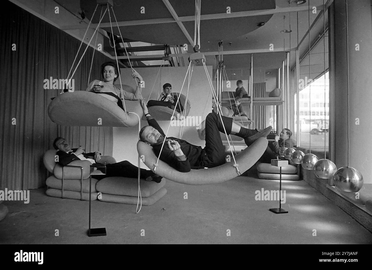 DESIGNER VERNER PANTON FURNITURE IN FRANKFURT / ; 14 FEBRUARY 1964 ...