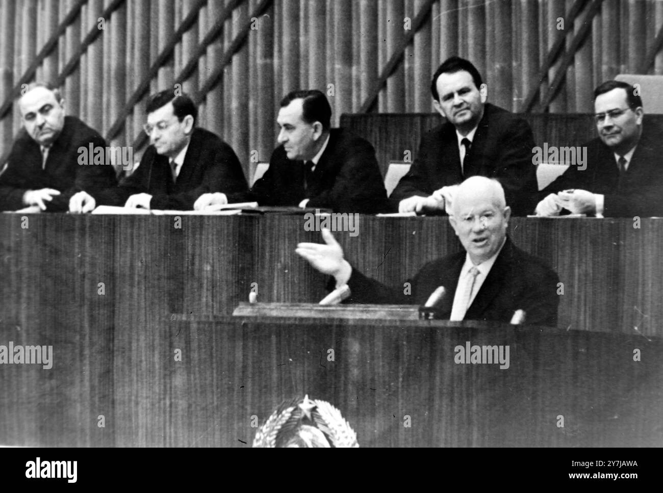 SOVIET PRIME MINISTER NIKITA KHRUSHCHEV ADDRESING AGRICULTURE PLENUM IN ...