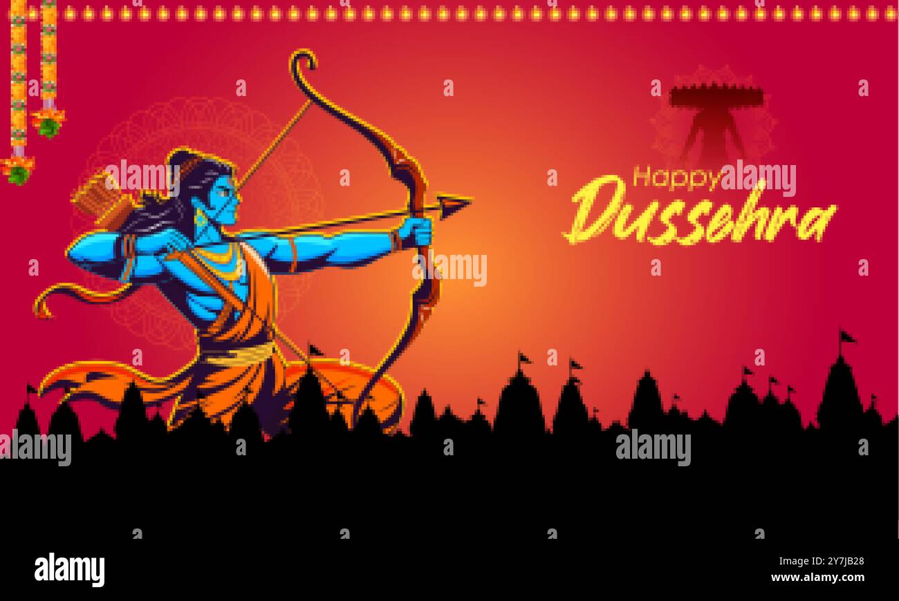 illustration of Lord Rama killing Ravana in Dussehra Navratri festival ...
