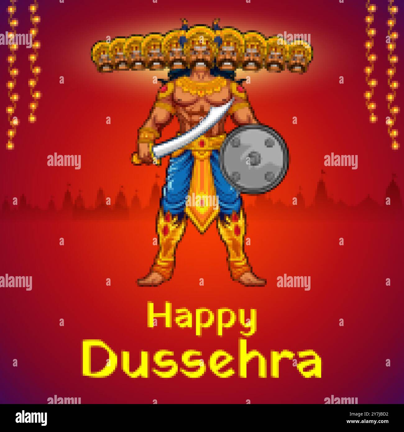 illustration of Ravana with ten heads for Navratri festival of India ...