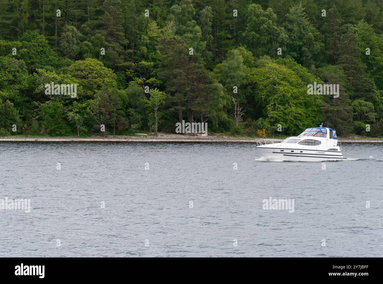 Cabin Cruiser on Loch Ness Inverness Scotland Stock Photo - Alamy