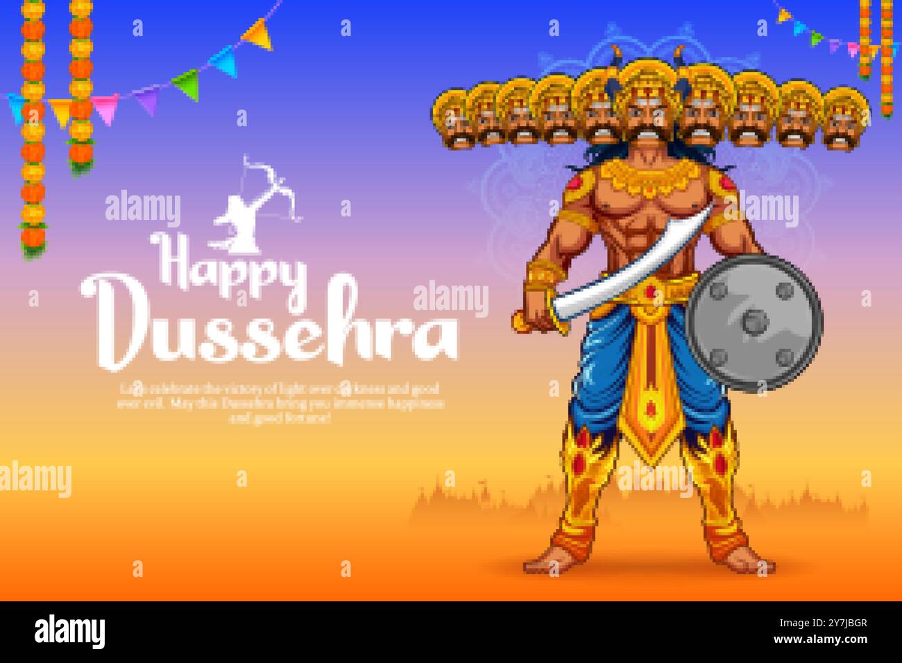 illustration of Ravana with ten heads for Navratri festival of India ...