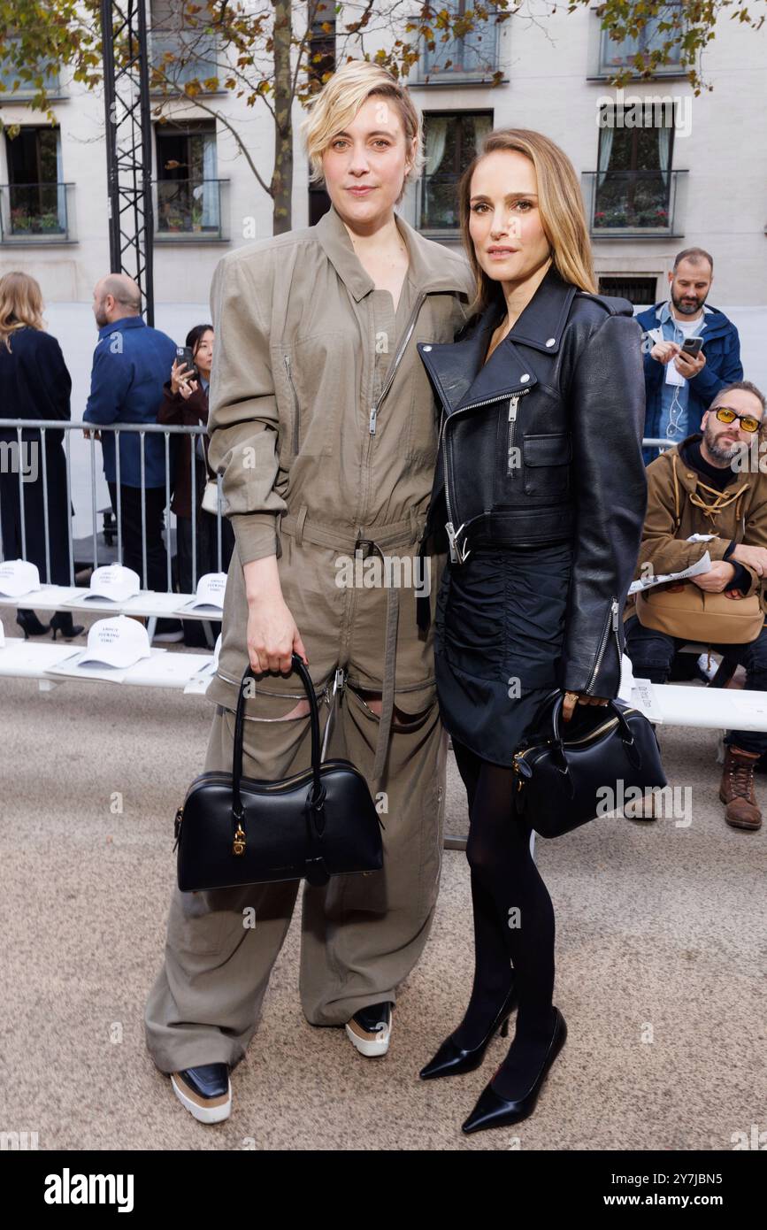 Greta Gerwig, left, and Natalie Portman attend the Stella McCartney ...