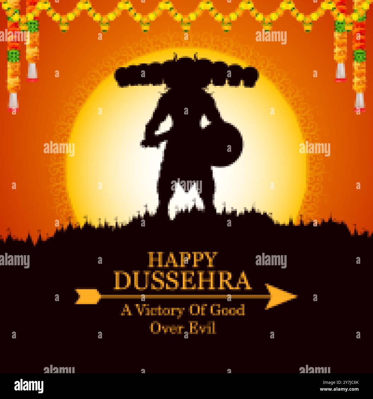 illustration of Ravana with ten heads for Navratri festival of India ...
