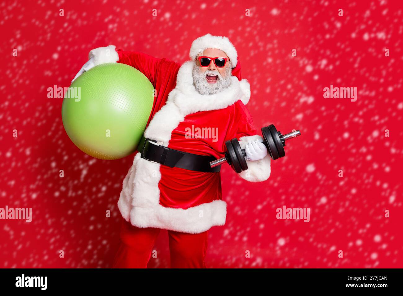 Full length body size view of his he cheerful glad cheery funky fat ...