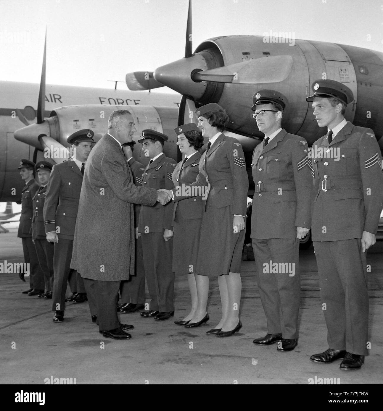LORD MOUNTBATTEN SHAKES HANDS WITH MEMBERS OF WRAF IN LONDON ; 6 ...