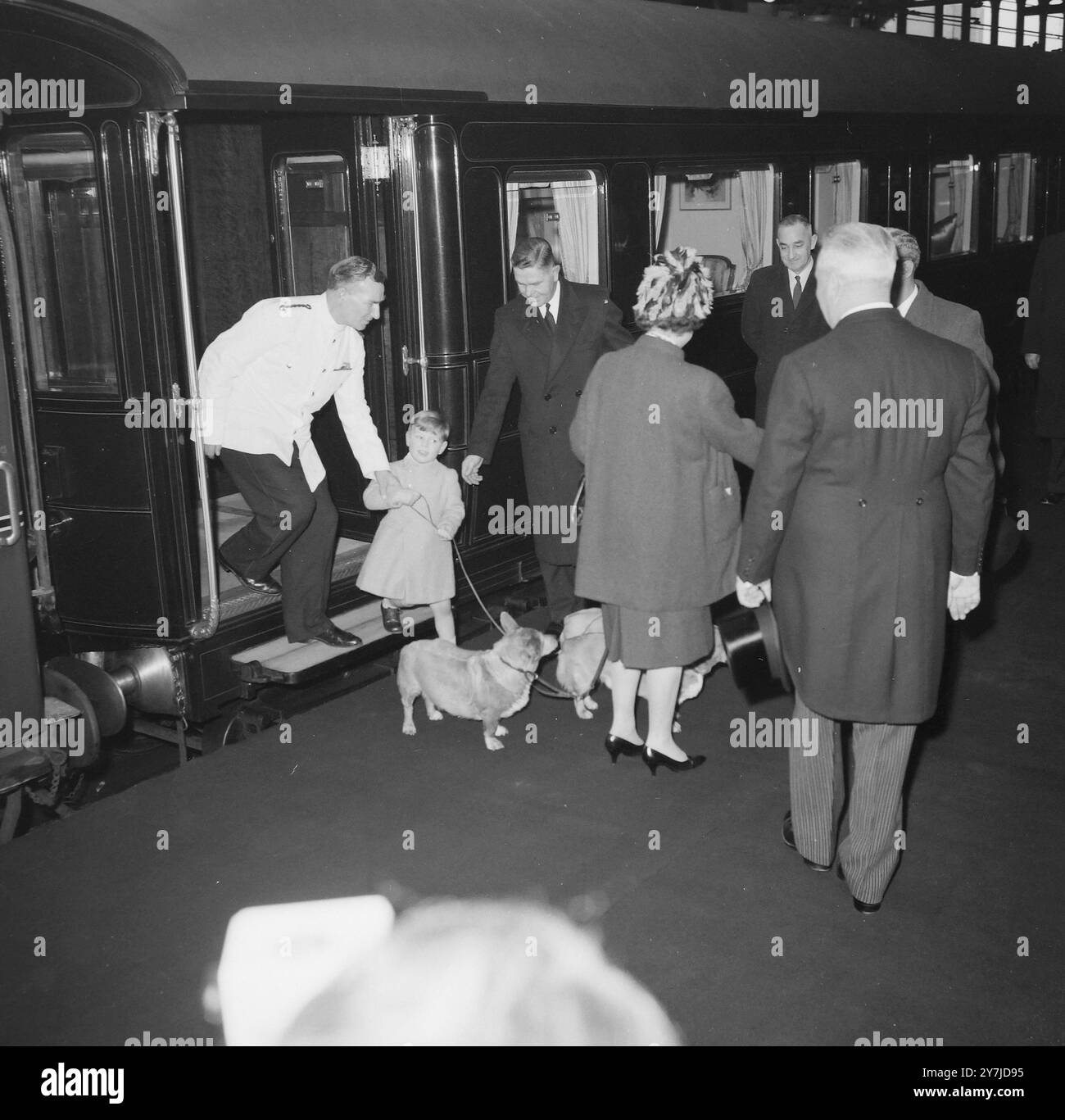 QUEEN ELIZABETH II WITH PRINCE ANDREW AND ROYAL CORGI DOGS IN LONDON ...