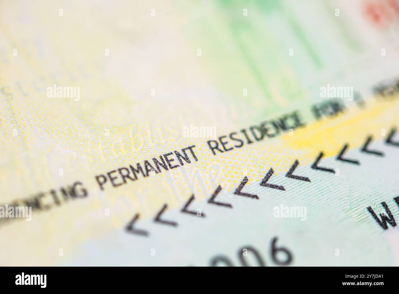 Detailed view of a permanent residence card, focusing on immigration ...
