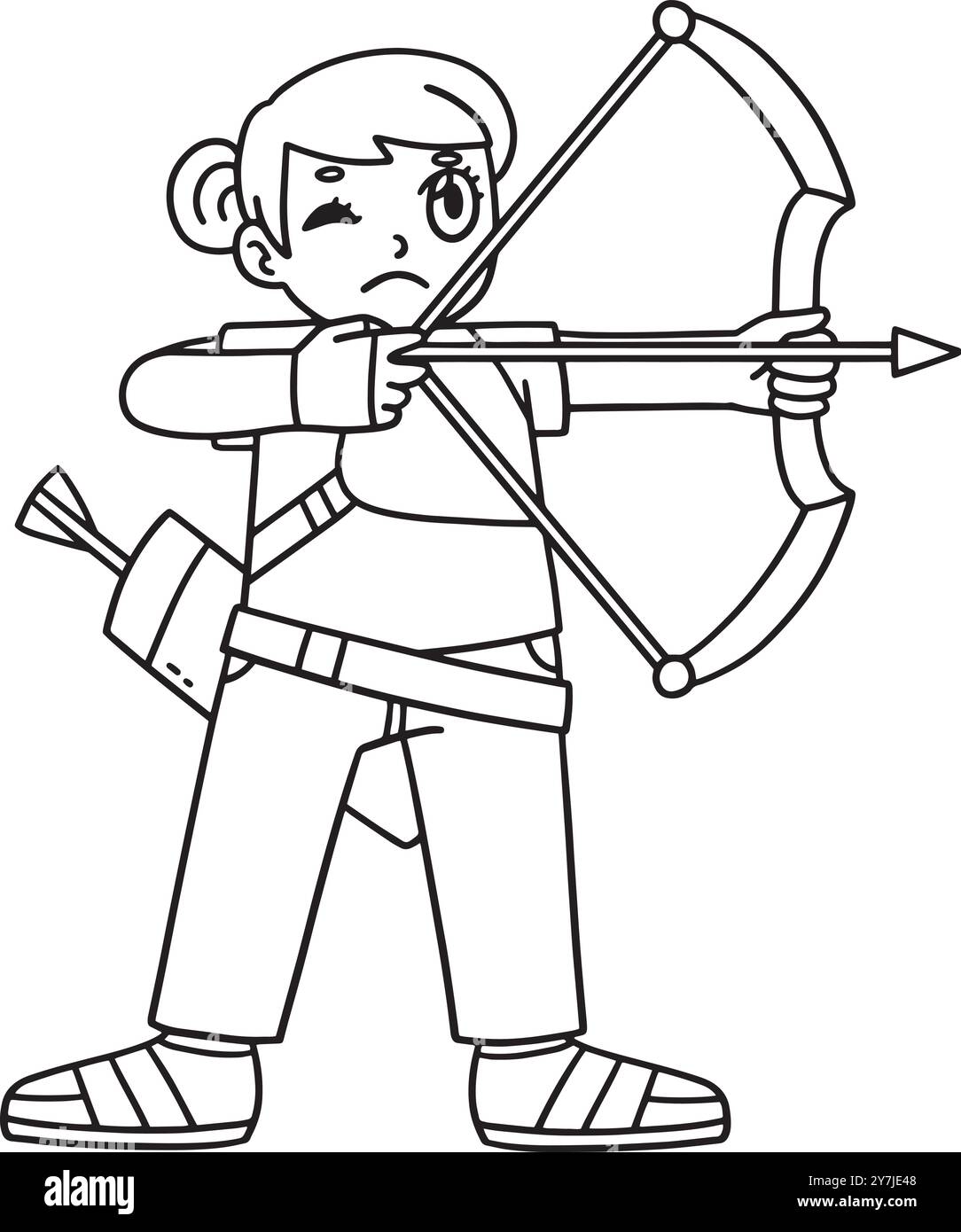 Archery Female Archer Taking Aim Isolated Coloring Stock Vector Image & Art - Alamy