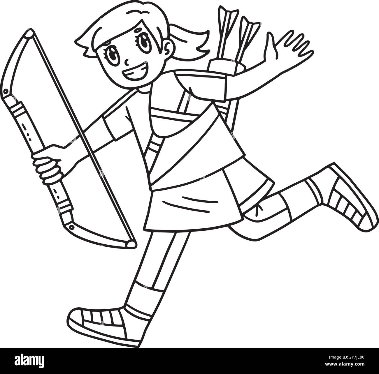 Archery Female Archer with Bow and Arrow Isolated Stock Vector Image ...