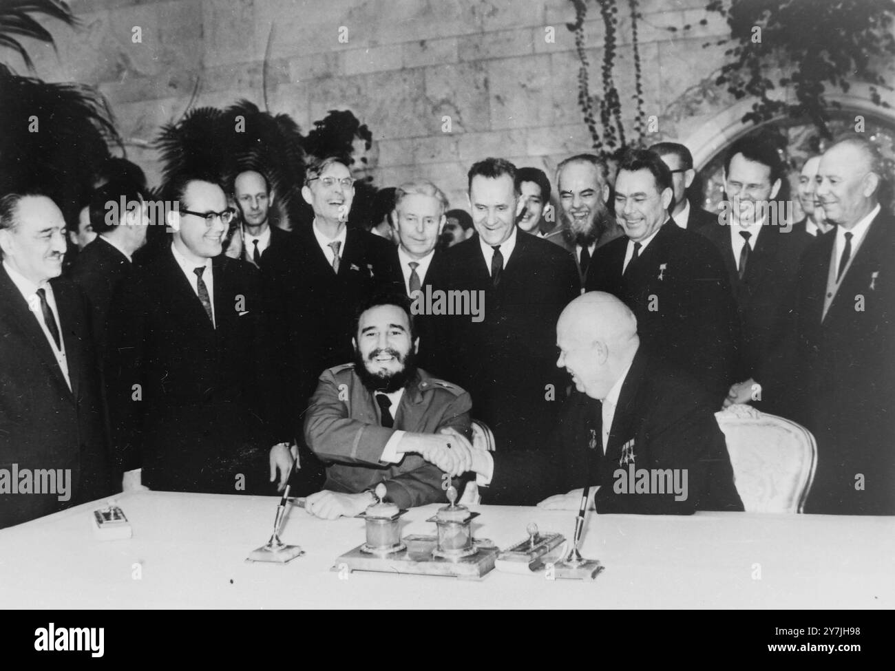 SOVIET PRIME MINISTER NIKITA KHRUSHCHEV AND CUBAN PREMIER FIDEL CASTRO ...