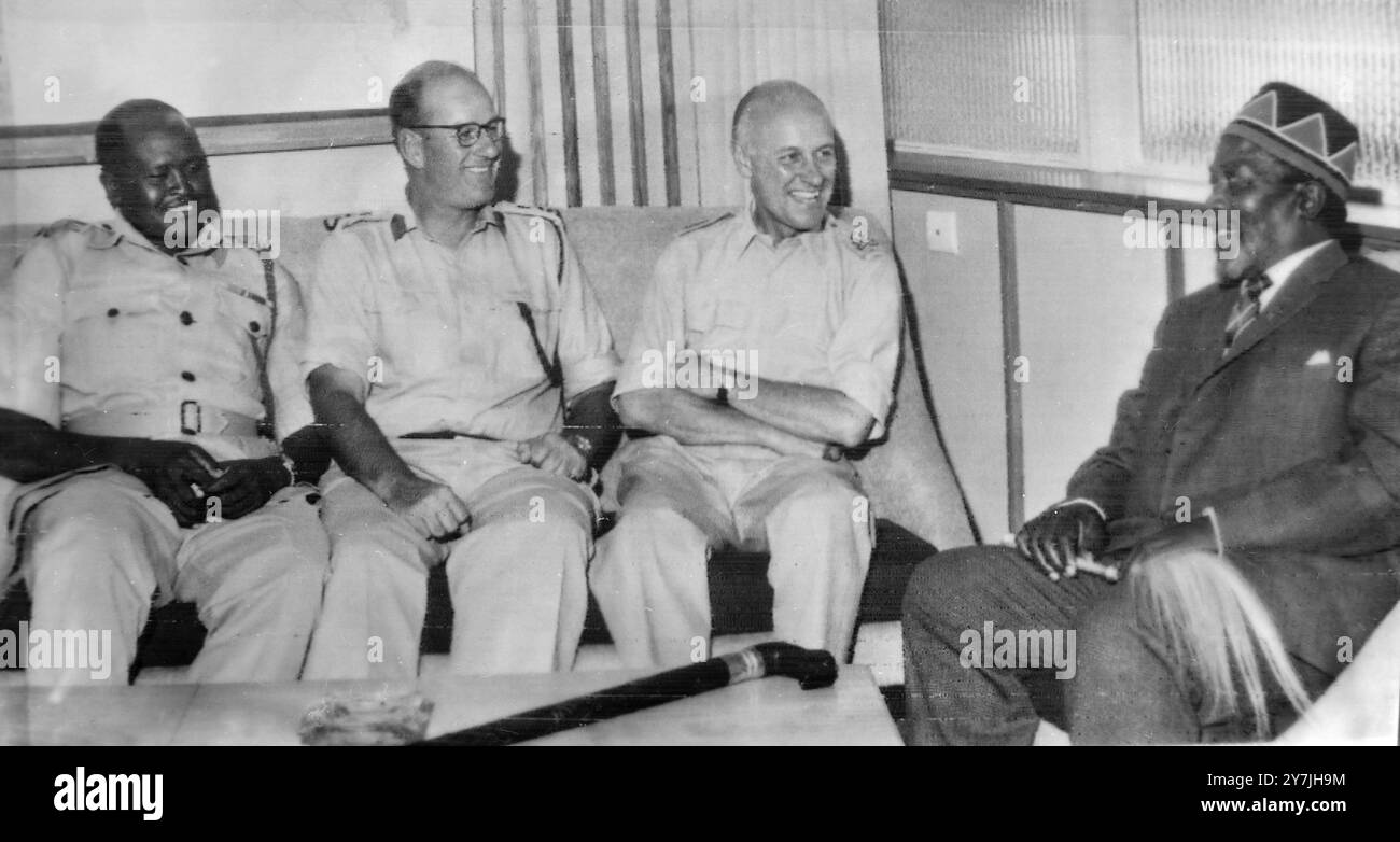 KENYAN PREMIER AFRICAN LEADER JOMO KENYATTA WITH COLONEL MULINGE AND ...