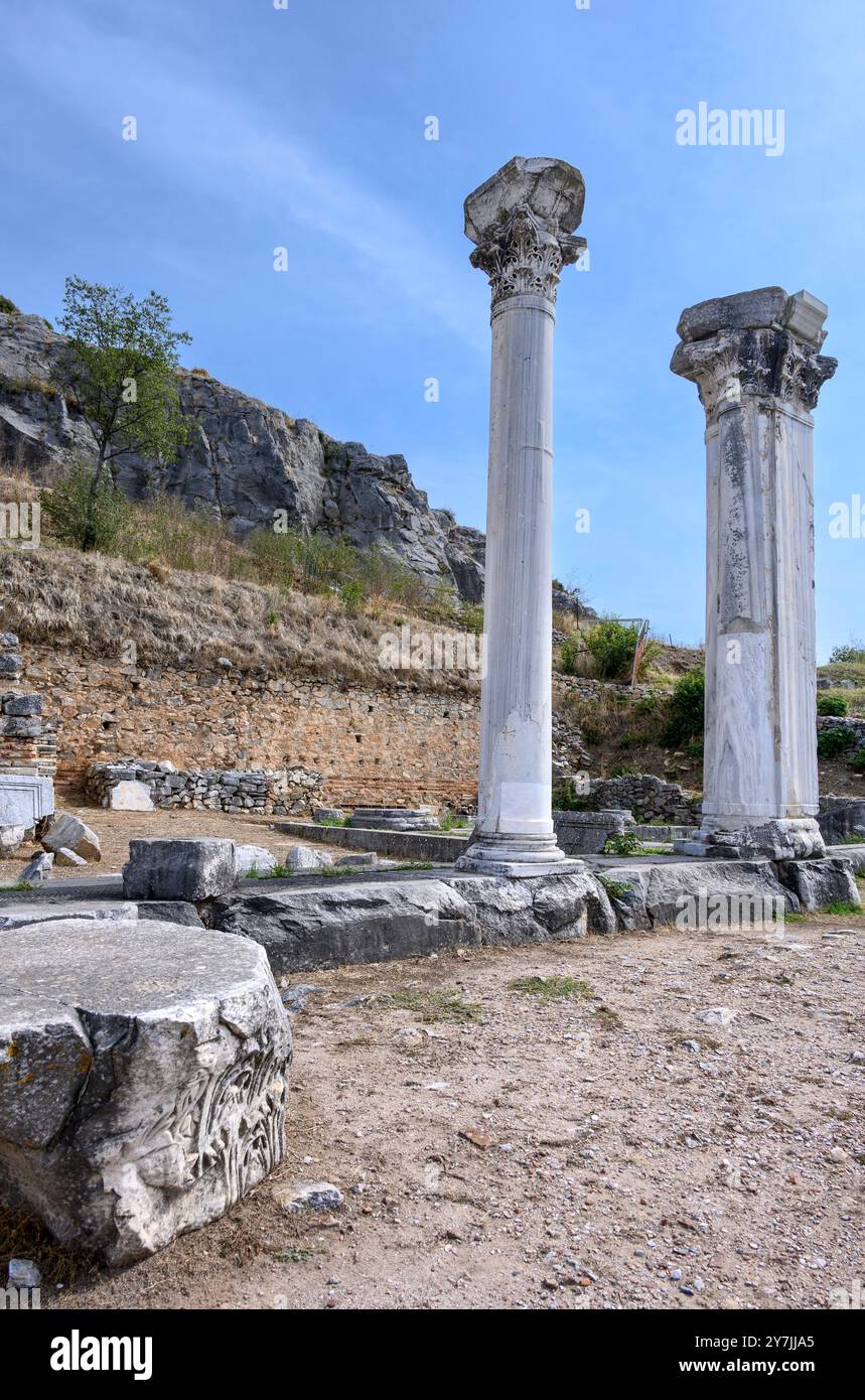 Columns in the 5th century AD, Christian Basilica (Basilica A), at the ...