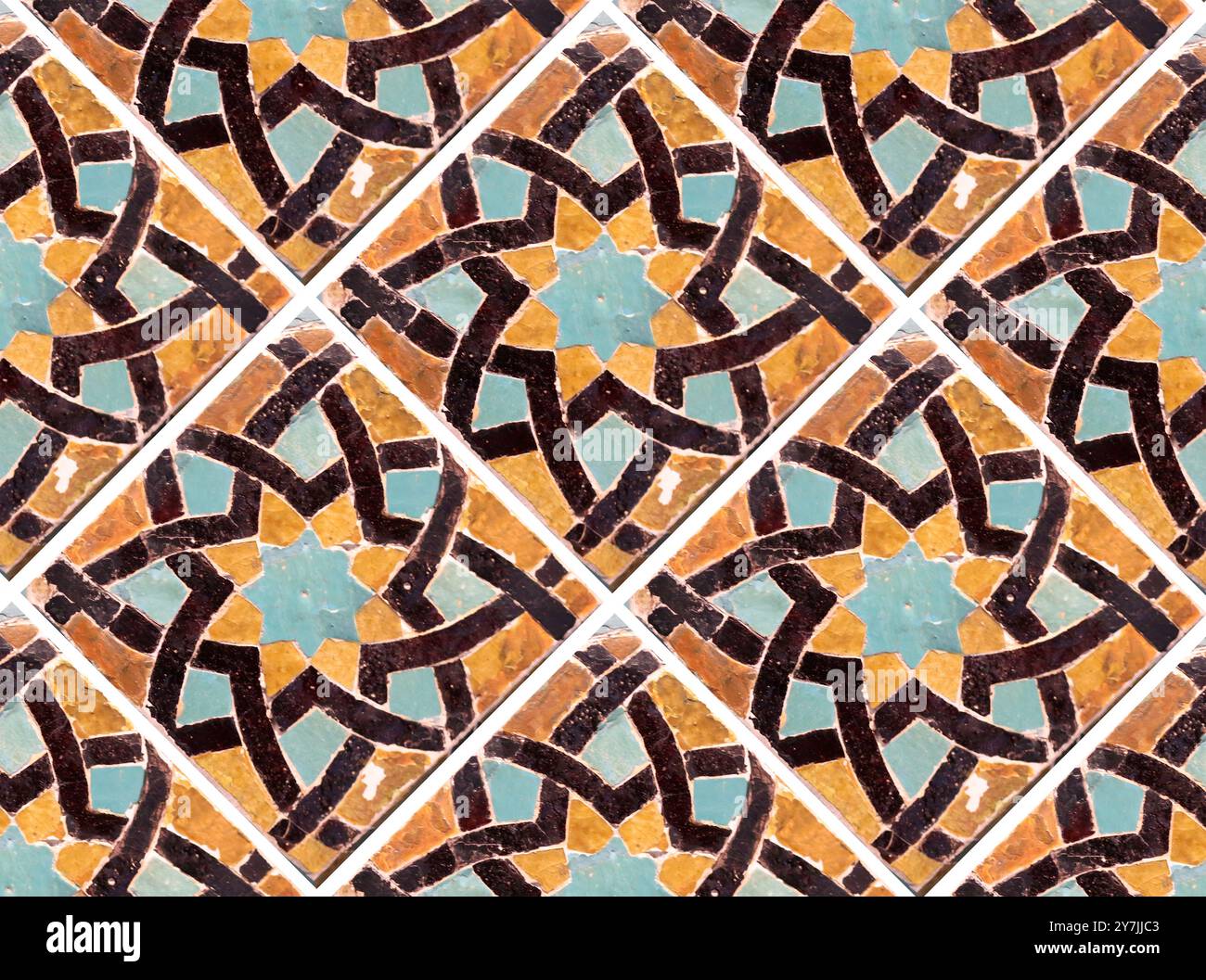 Intricate Islamic tile pattern showcasing vibrant geometric designs reflecting artistry in ...