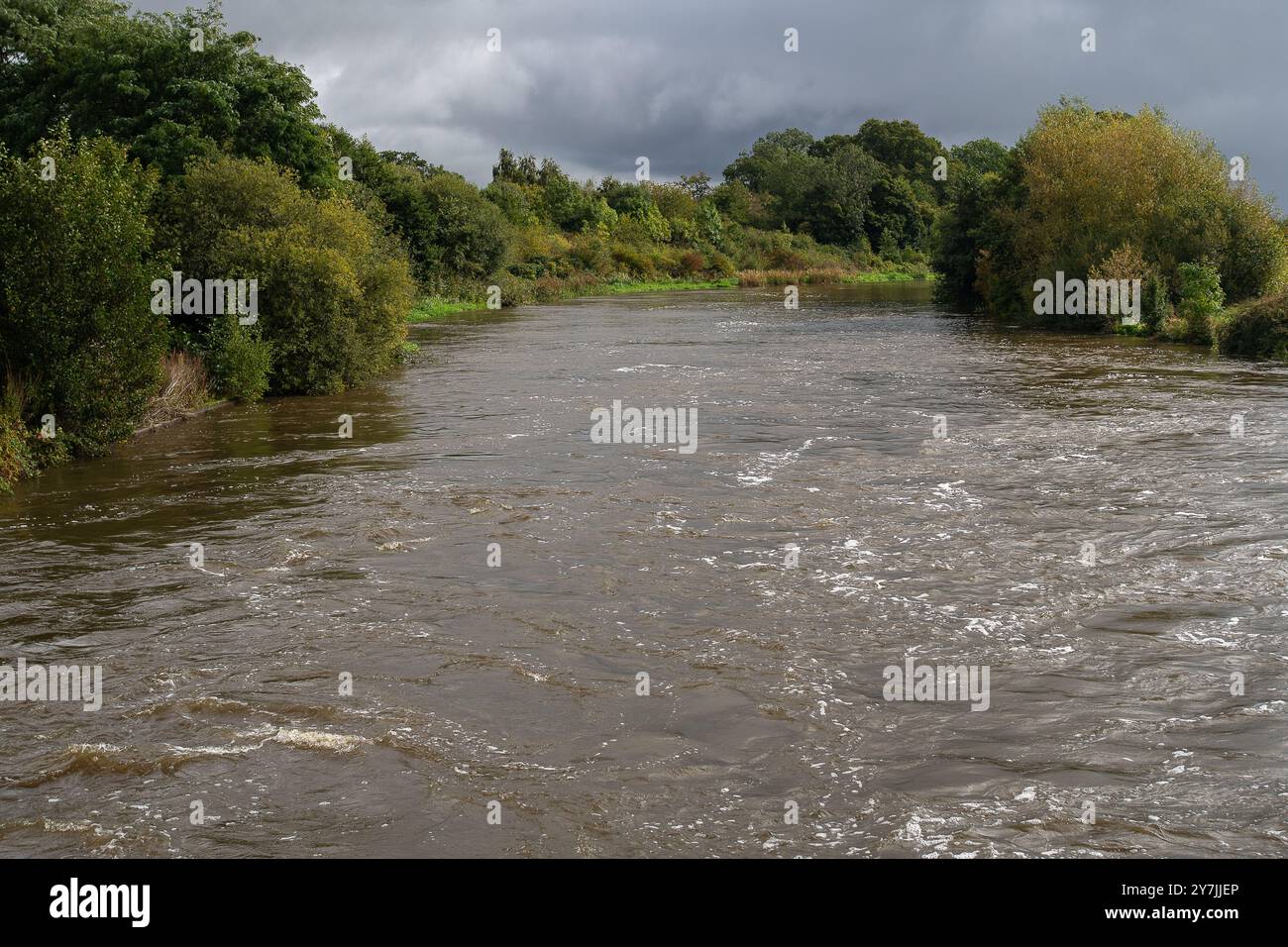 Dorney Reach, UK. 30th September, 2024. Water thundering through a weir ...