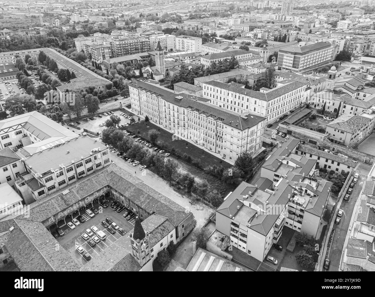 A grayscale aerial view of Verona, the city of love, featuring the ...