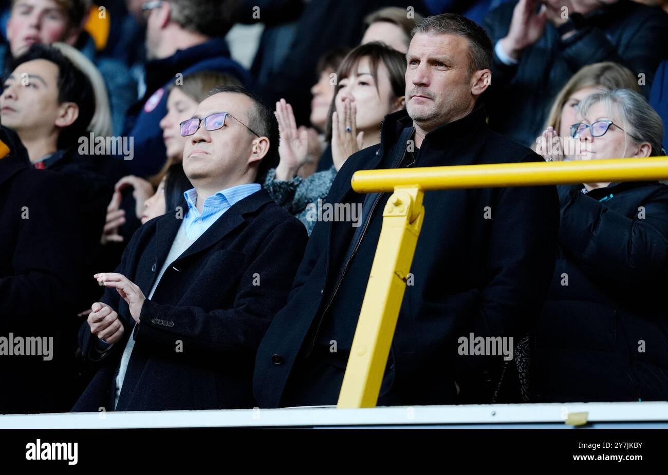 Wolverhampton Wanderers executive chairman Jeff Shi (left) and head of ...