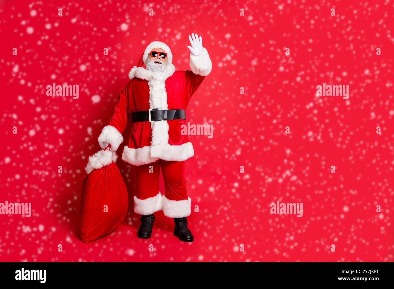 Full length body size view of his he cheerful funky fat overweight ...