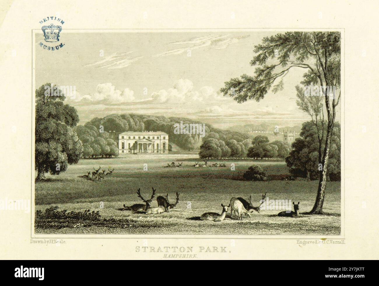 Stratton Park. John Preston Neale. 1818 Stock Photo - Alamy