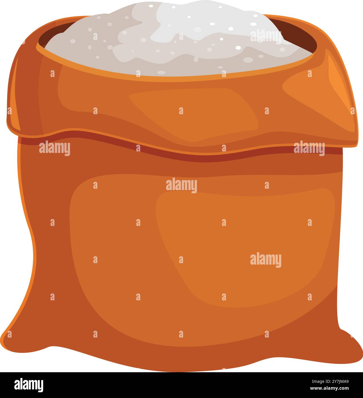 Full burlap sack is overflowing with white powder, perfect for ...