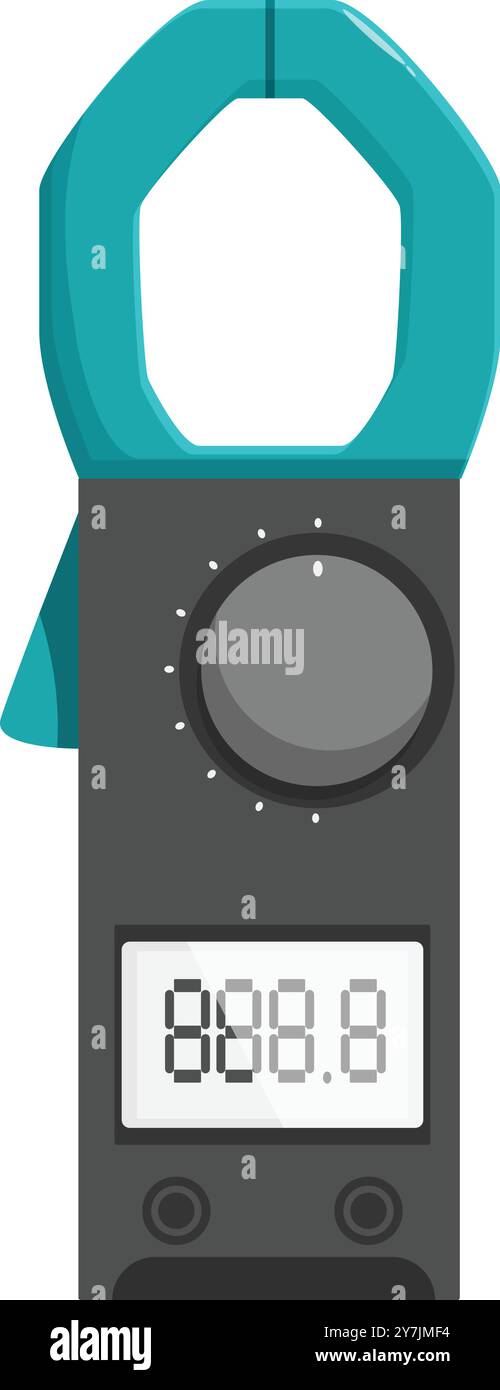 Digital clamp meter measuring electrical current with jaws open Stock ...