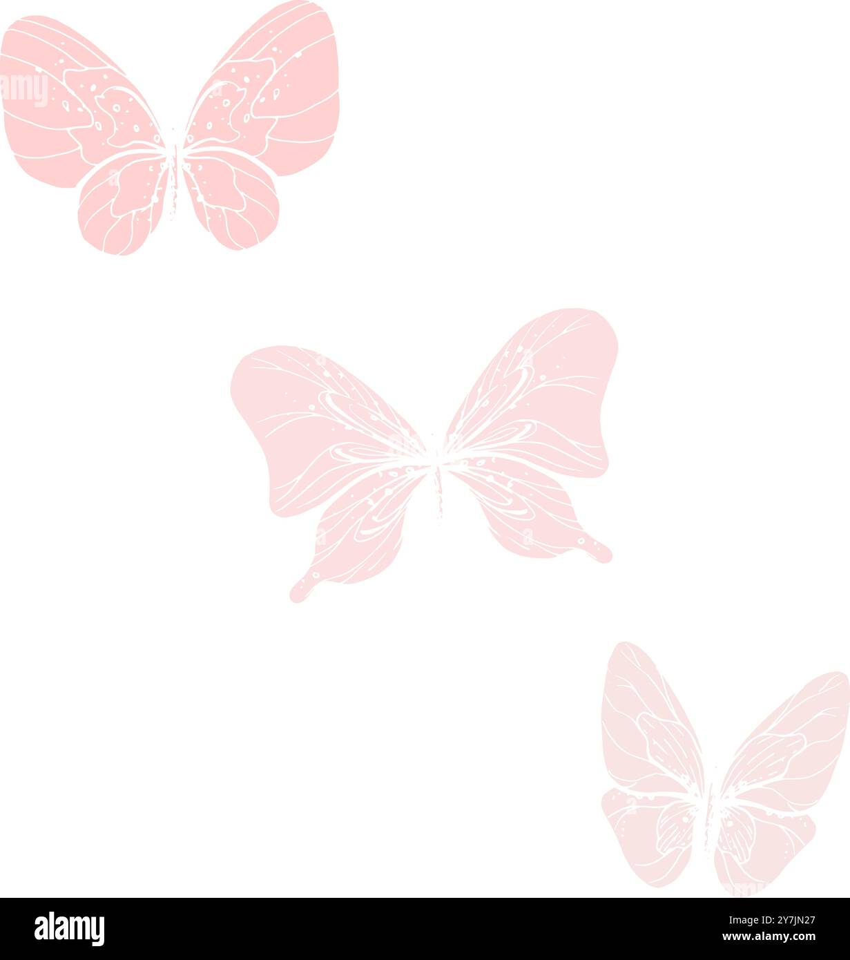 Butterflies with wings in pink colors. Delicate, romantic simple ...