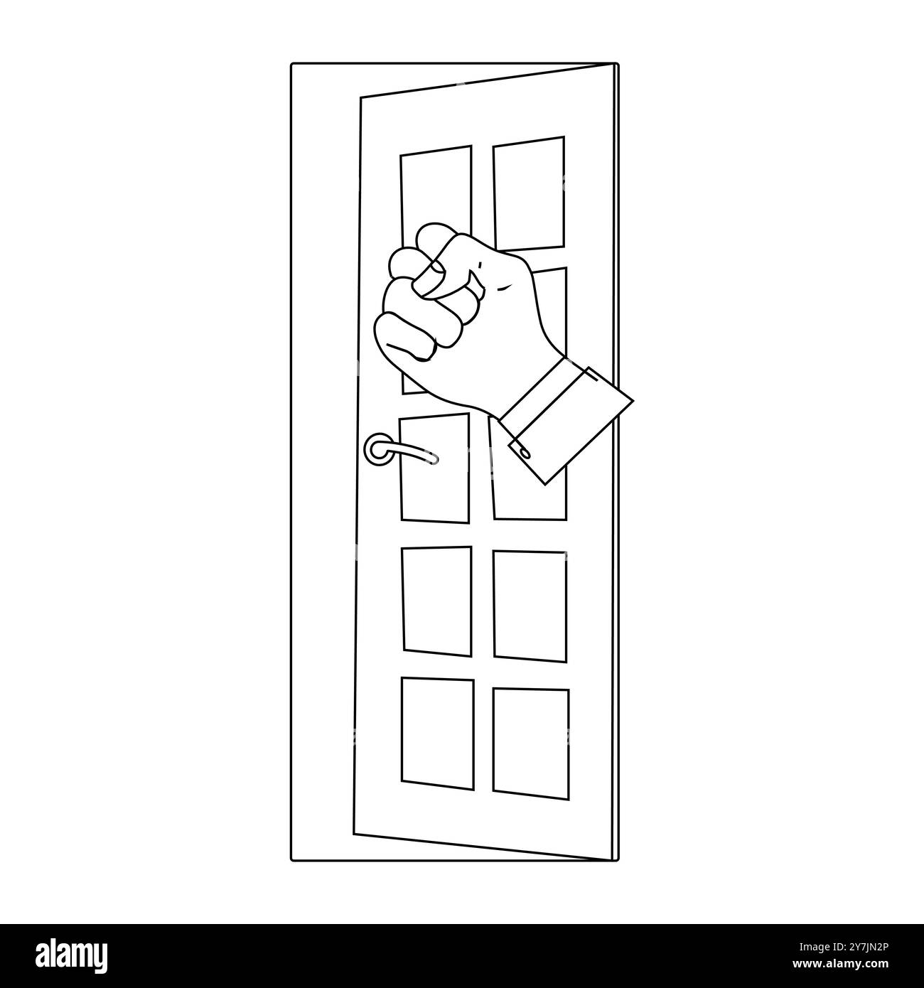 Hand Knocking on Wooden Door Icon, Minimalist Hand Knocking on Door ...