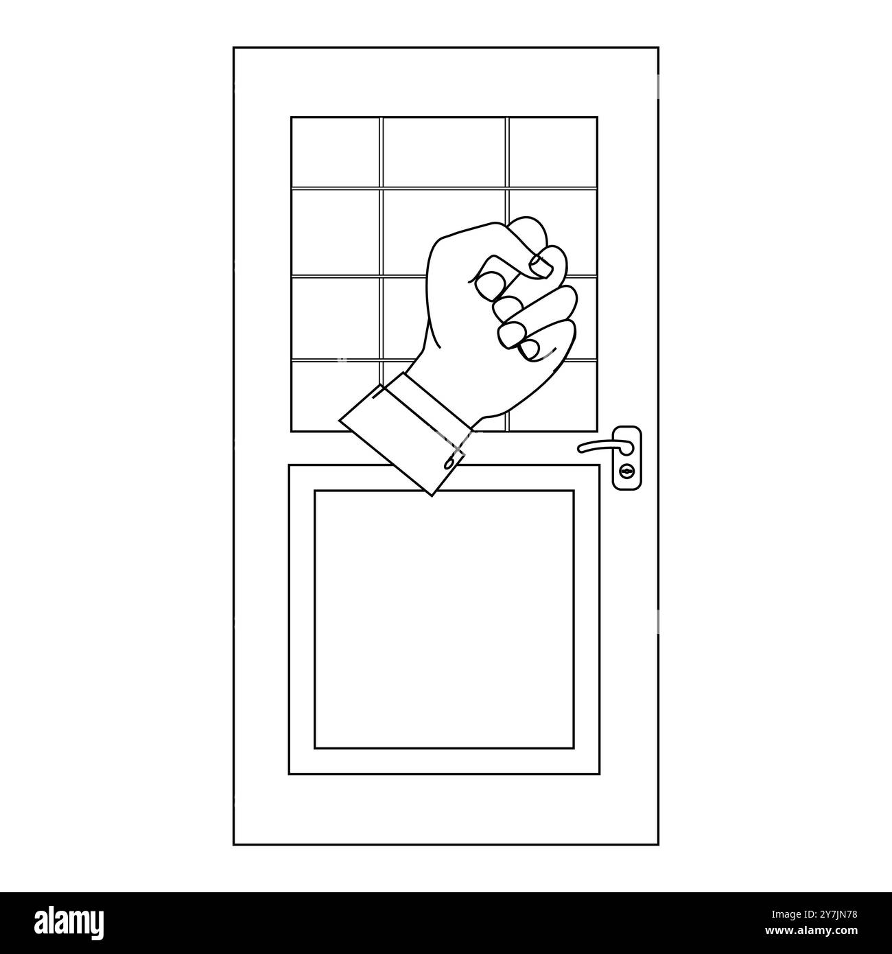 Hand Knocking on Wooden Door Icon, Minimalist Hand Knocking on Door ...