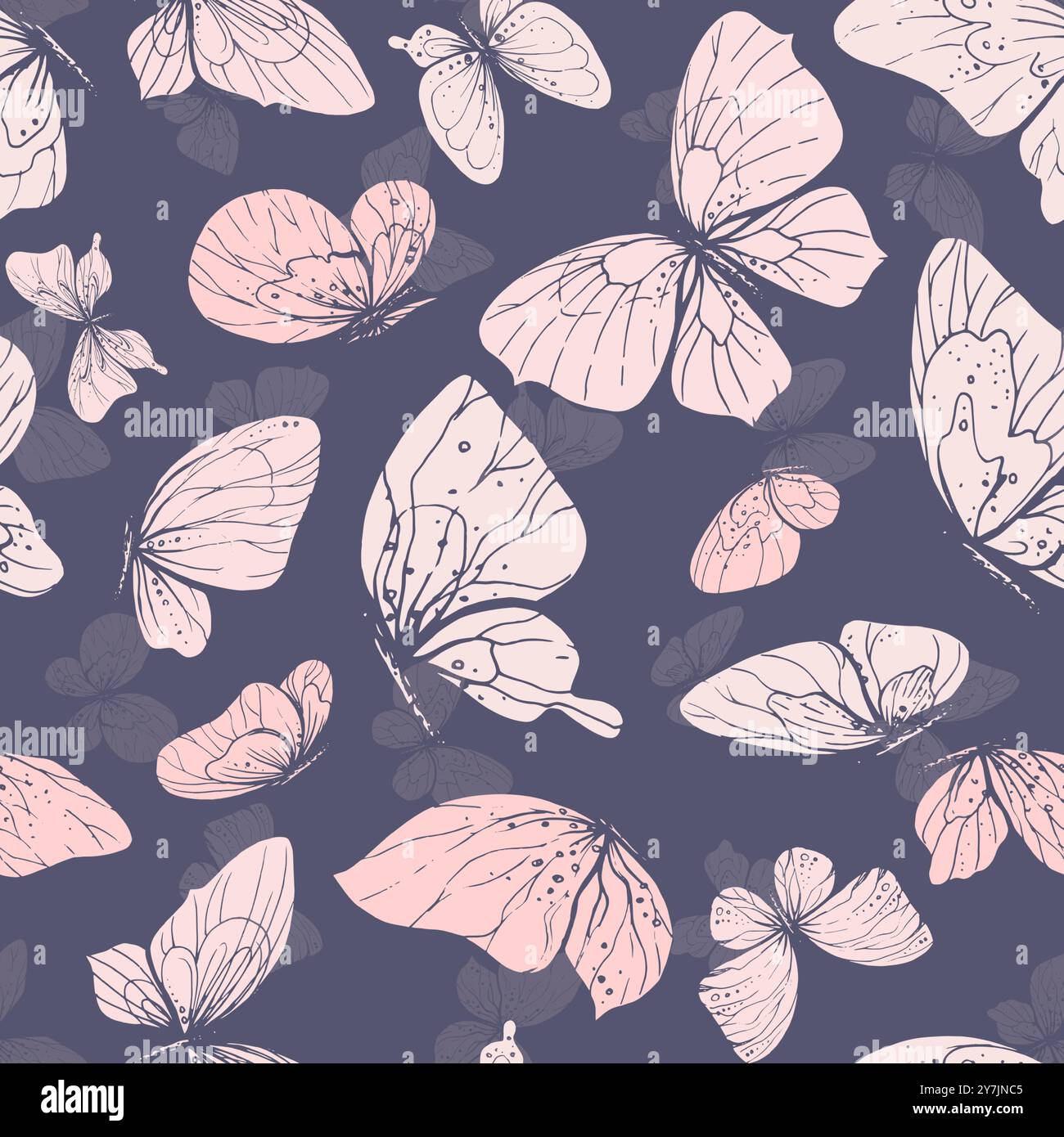 Delicate pink butterflies flying with wings in the form of inversion of ...
