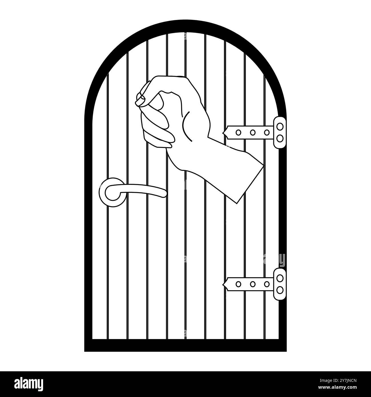 Hand Knocking on Wooden Door Icon, Minimalist Hand Knocking on Door ...