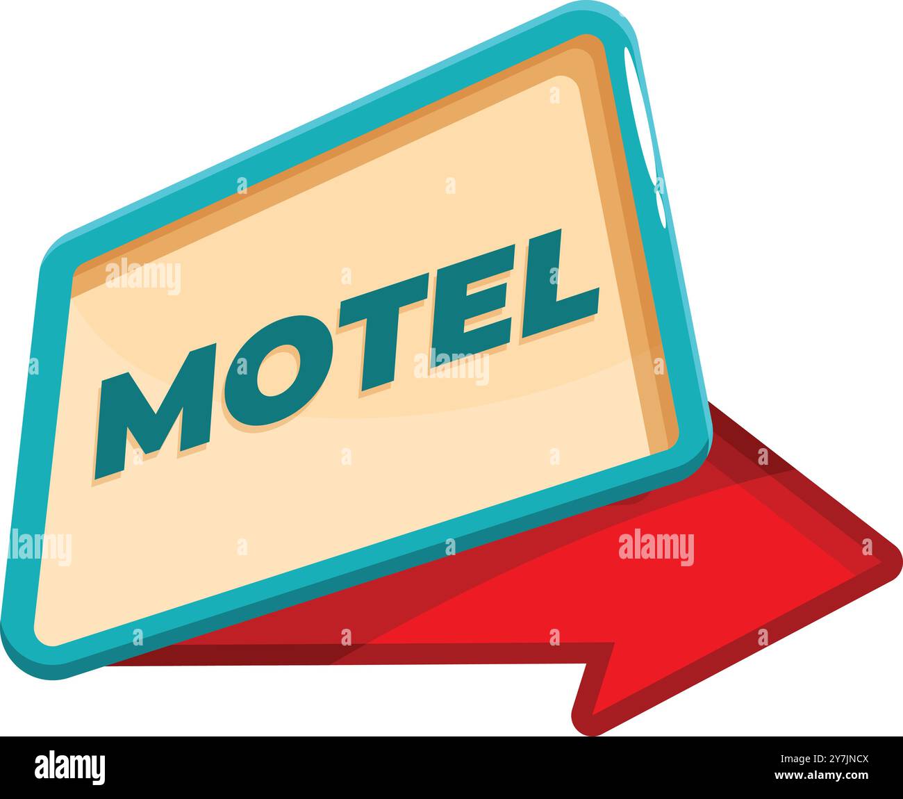 Cartoon motel sign with a red arrow pointing at it Stock Vector Image ...
