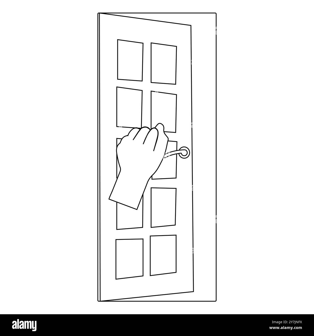 Hand Knocking on Wooden Door Icon, Minimalist Hand Knocking on Door ...