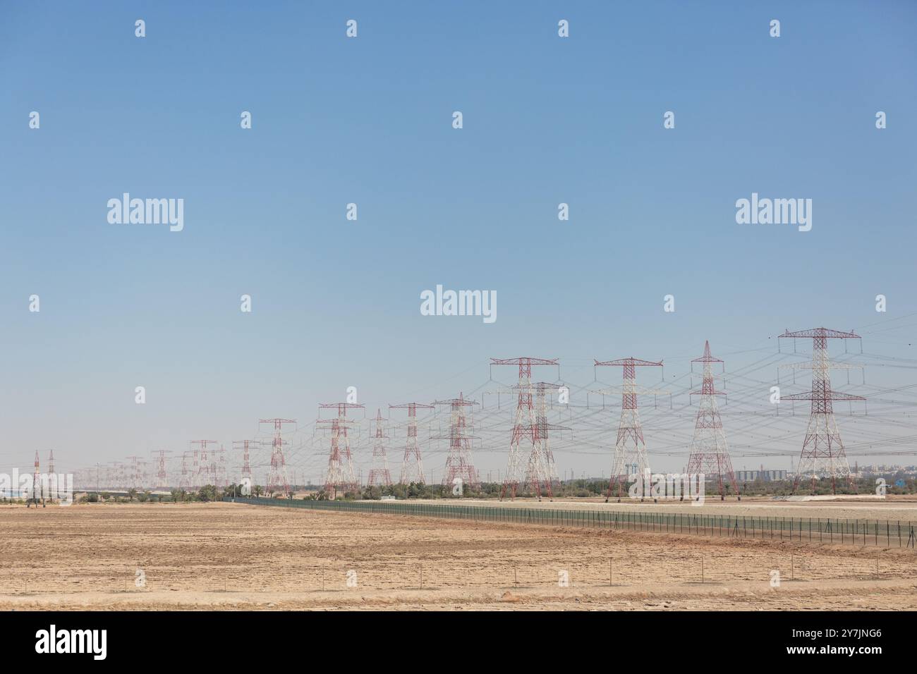 Electricity pylon infrastructure UAE Stock Photo - Alamy