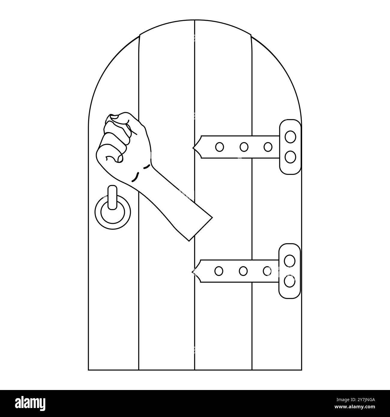Hand Knocking on Wooden Door Icon, Minimalist Hand Knocking on Door Illustration, Knocking Hand ...