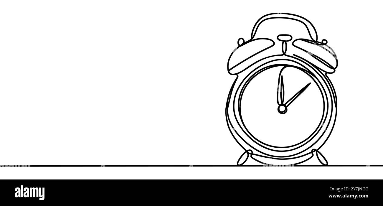Continuous one line drawing of clock. Clock linear icon. One line ...