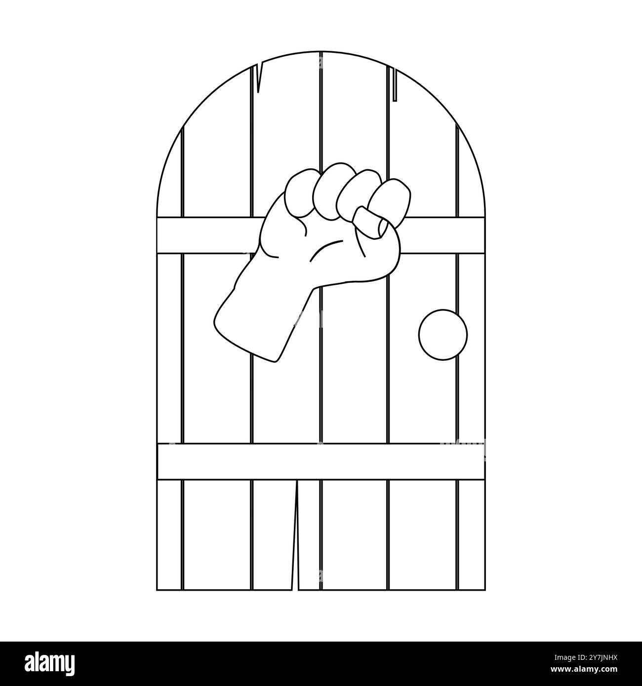 Hand Knocking on Wooden Door Icon, Minimalist Hand Knocking on Door Illustration, Knocking Hand ...