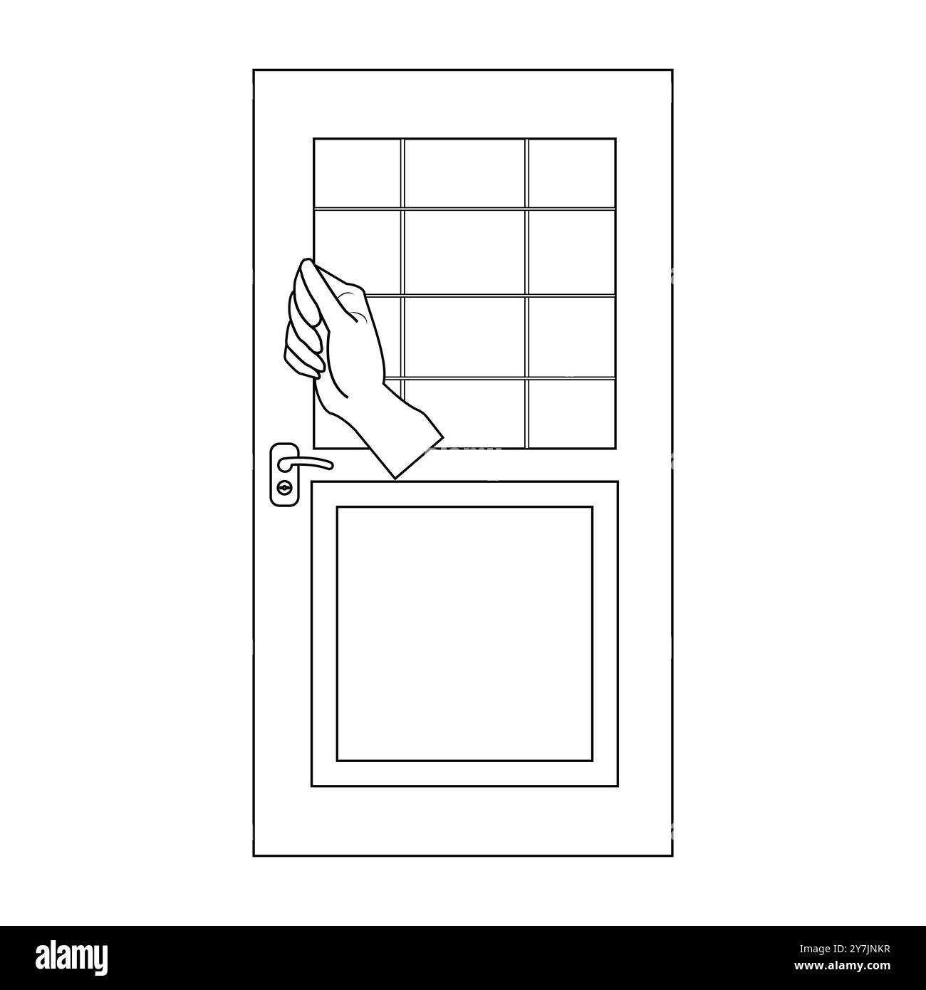 Hand Knocking on Wooden Door Icon, Minimalist Hand Knocking on Door ...