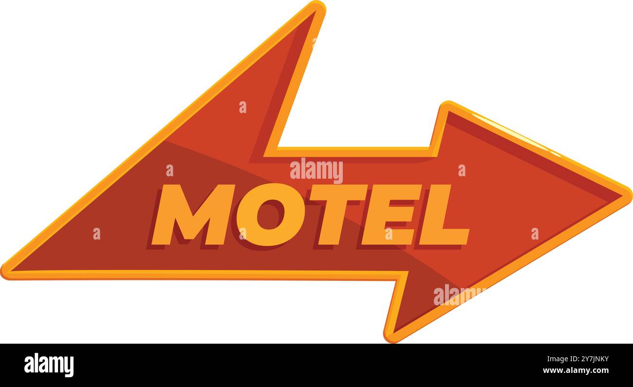 Red motel sign with arrow pointing right is isolated on white ...