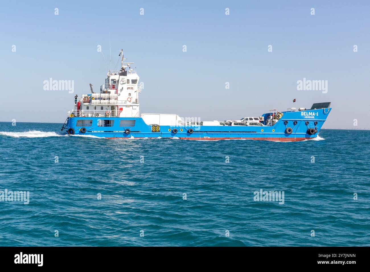 Delma-1 Car Ferry, Sir Baniyas Island, Abu Dhabi, UAE Stock Photo - Alamy