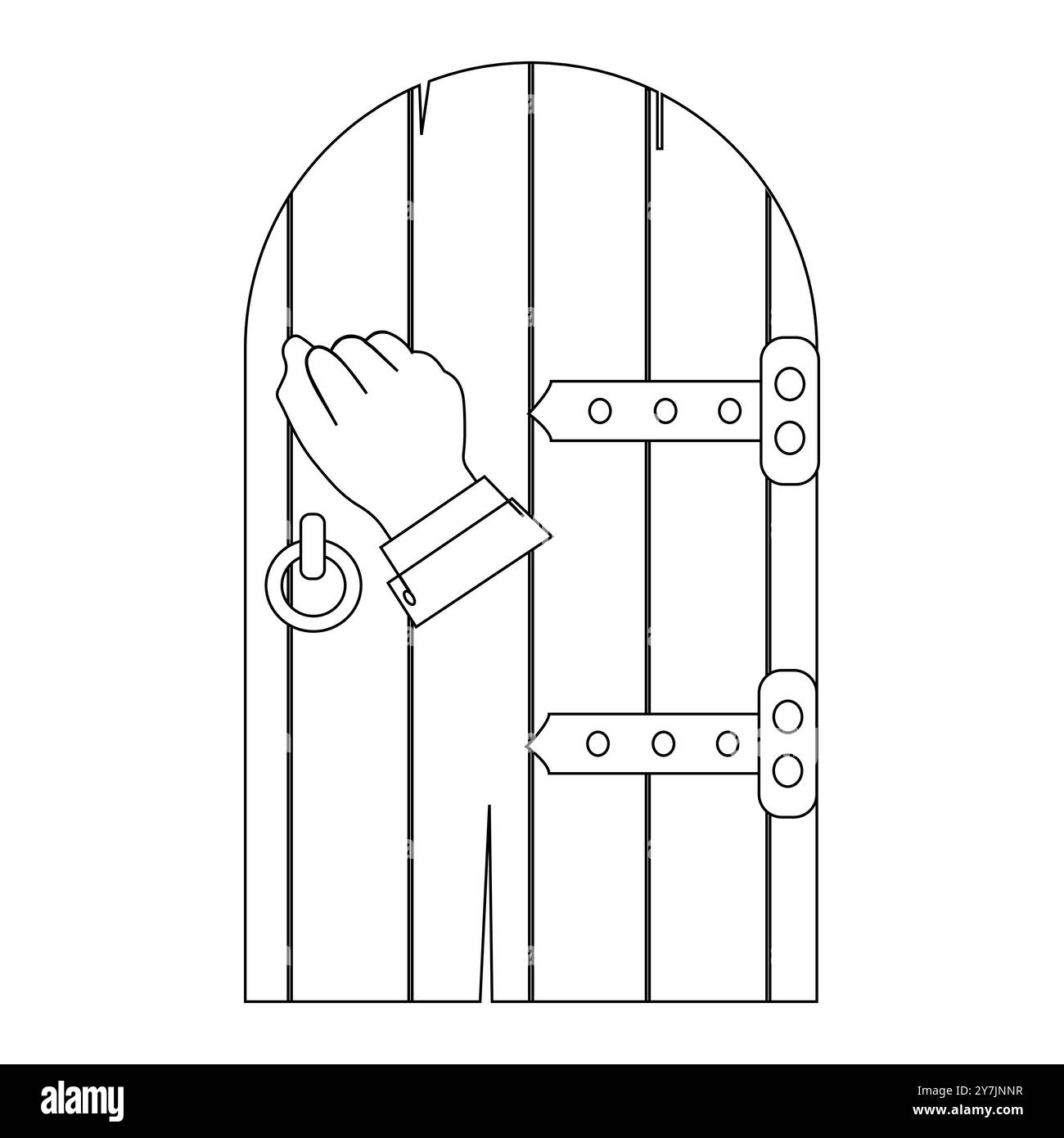 Hand Knocking on Wooden Door Icon, Minimalist Hand Knocking on Door Illustration, Knocking Hand ...