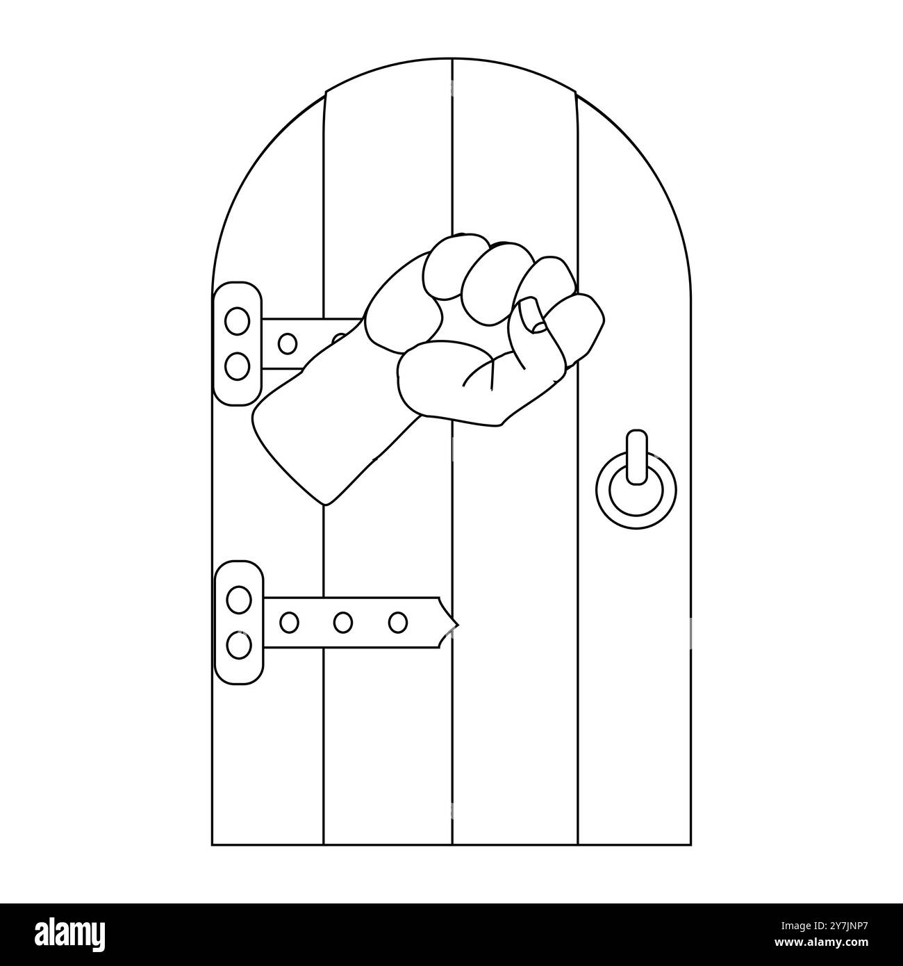 Hand Knocking on Wooden Door Icon, Minimalist Hand Knocking on Door ...