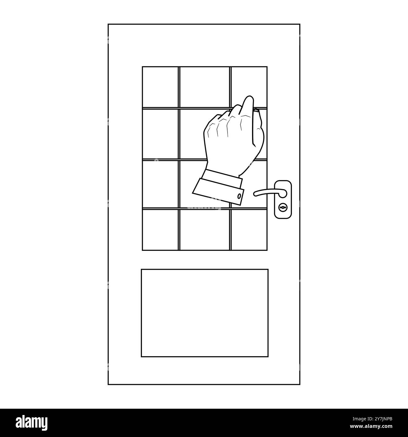 Hand Knocking on Wooden Door Icon, Minimalist Hand Knocking on Door ...
