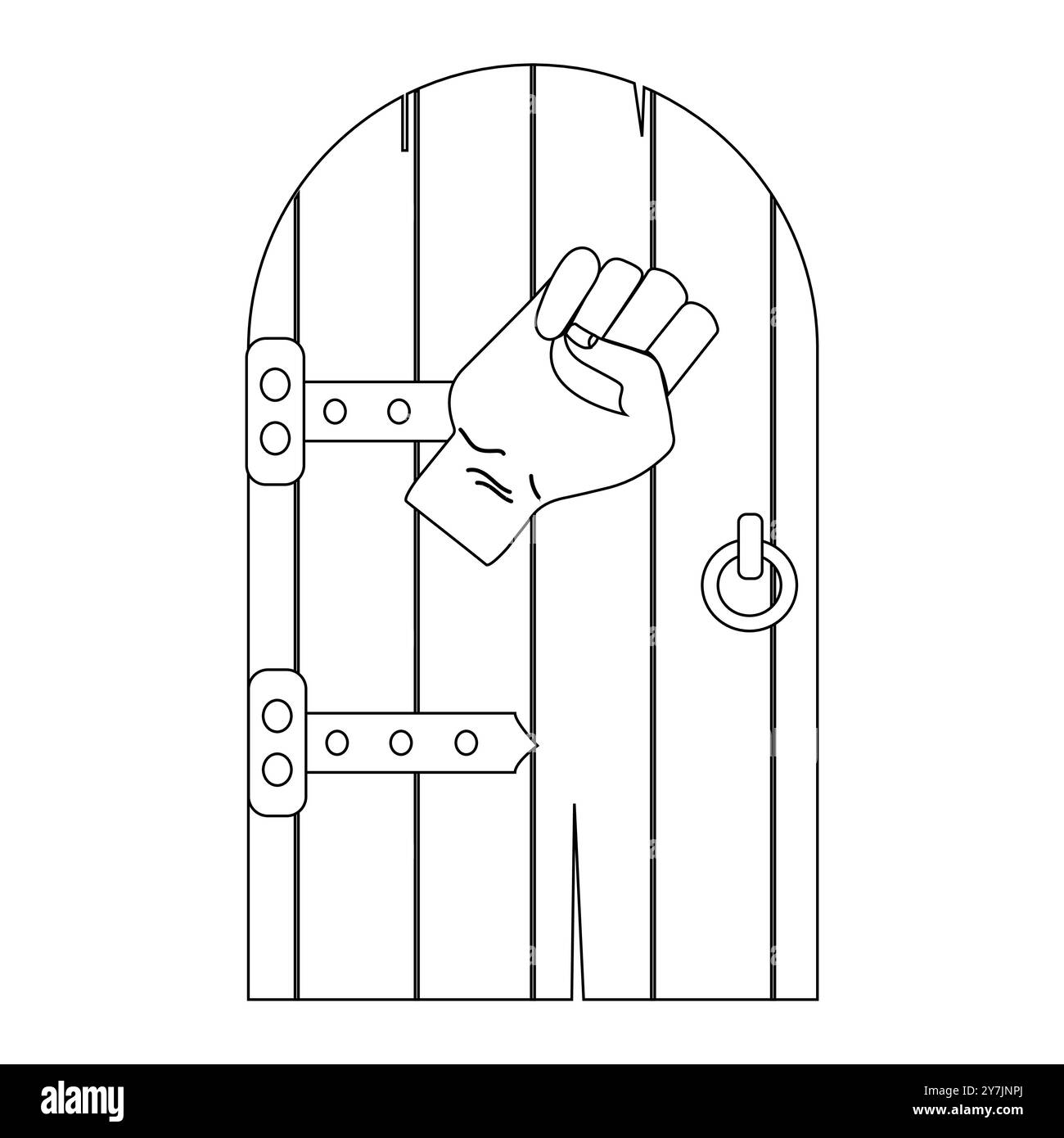 Hand Knocking on Wooden Door Icon, Minimalist Hand Knocking on Door Illustration, Knocking Hand ...