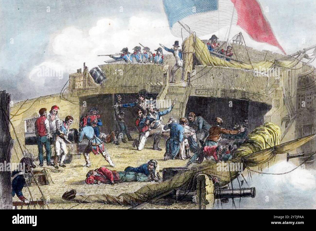 BATTLE OF ABOUKIR 1798. The death of French Captain Dupetit-Thouars ...