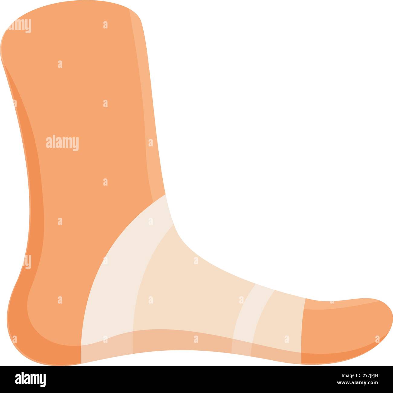 Side view of a human foot wrapped with a compression bandage for ...