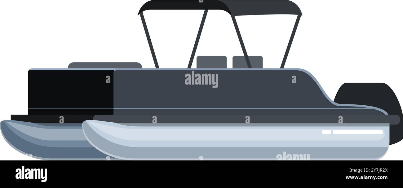 Modern pontoon boat with a canopy is floating on the water Stock Vector ...