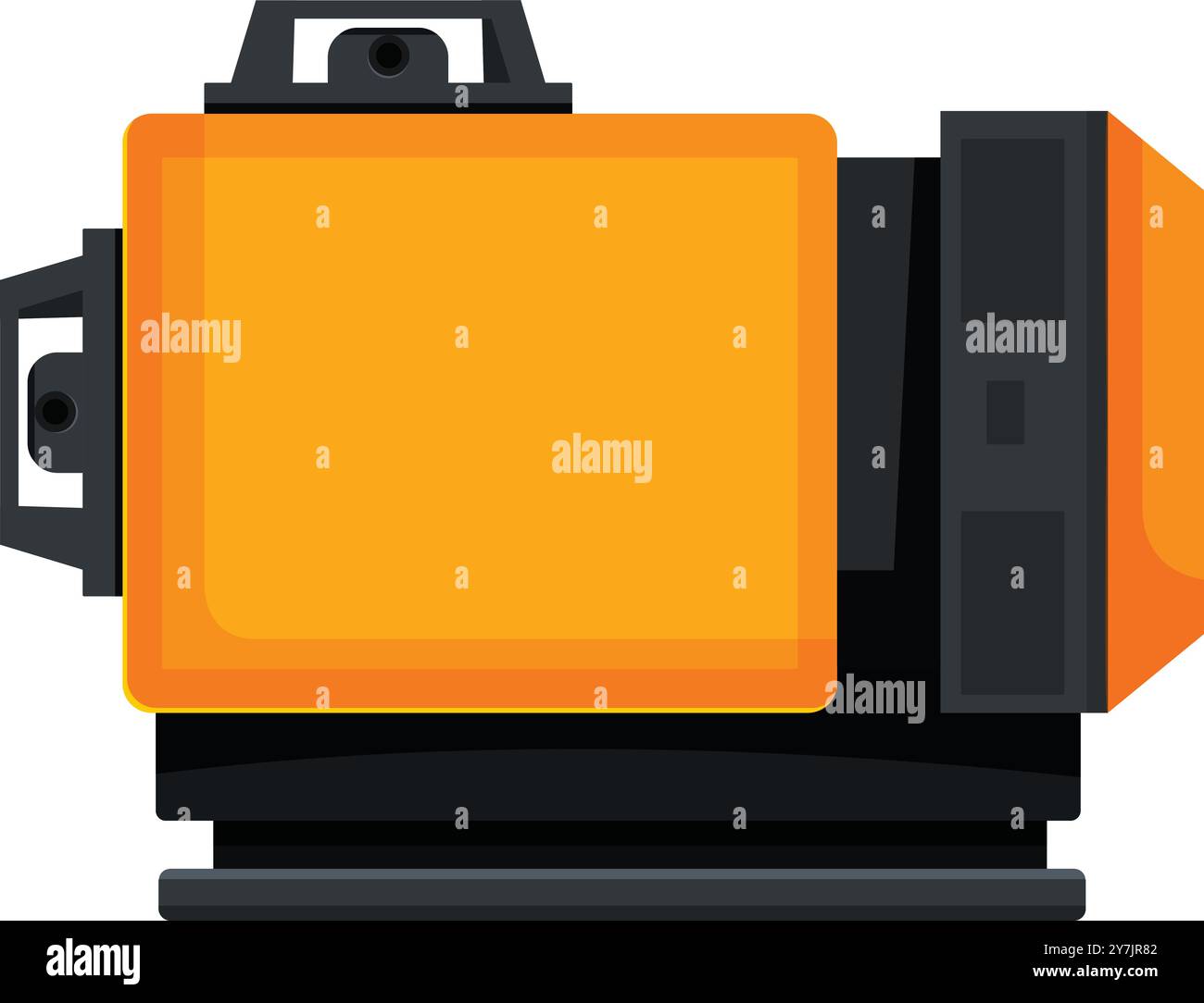 Rotary laser level standing on a tripod, a tool used in construction ...