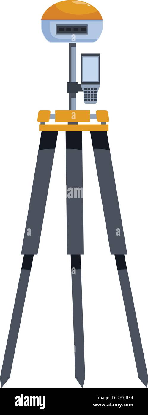 Total station geodetic device on tripod is making precise measuring on ...