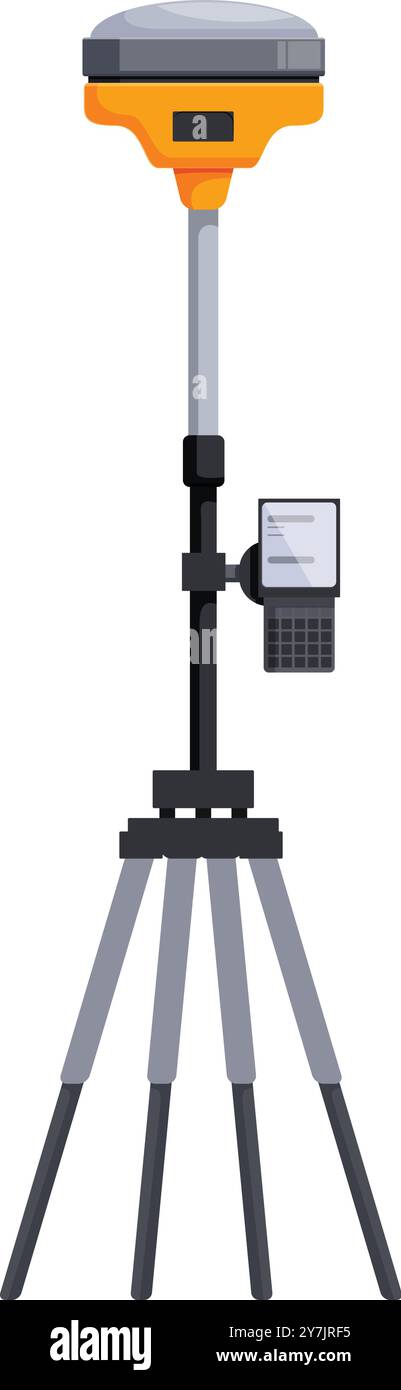 Total station geodetic device on tripod is scanning and measuring on ...