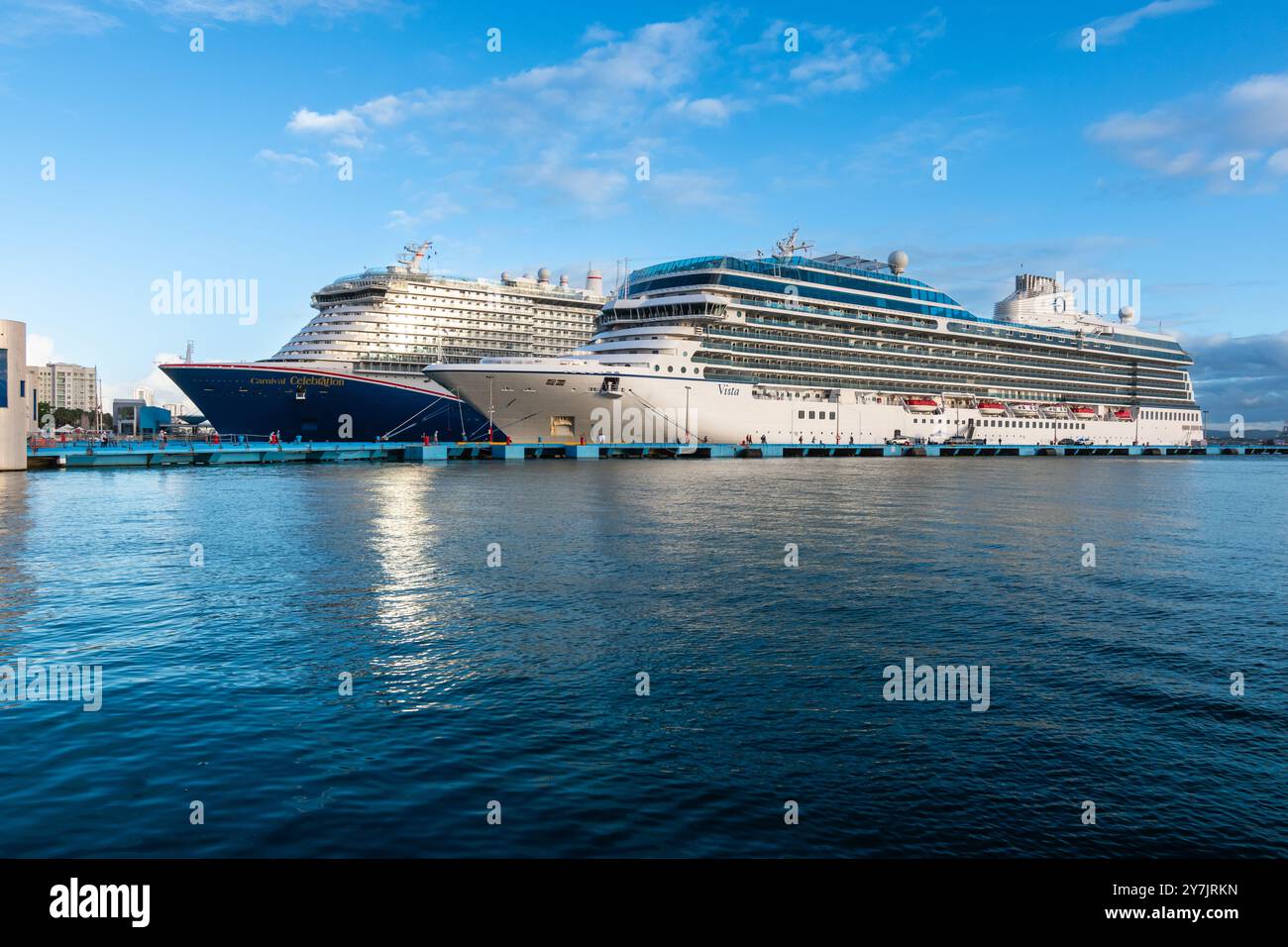 San Juan, Puerto Rico: November 22, 2023: Cruise ships Oceania Vista and Carnival Celebration ...